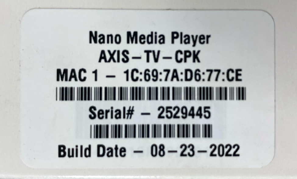 Visix AXIS-TV-CPK – LPAV