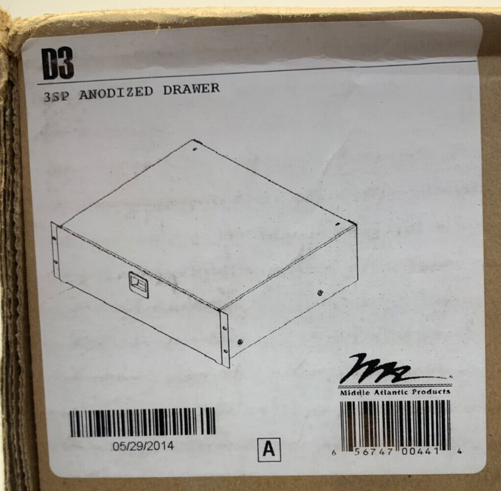 Middle Atlantic D3 / 3-Space Rack Drawer, Black Brushed – LPAV