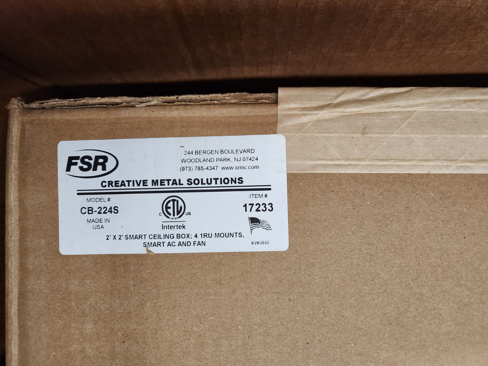 FSR CB-224S 2x2 High Capacity Ceiling Box with 4RU Drop-Down Cage 1723 ...