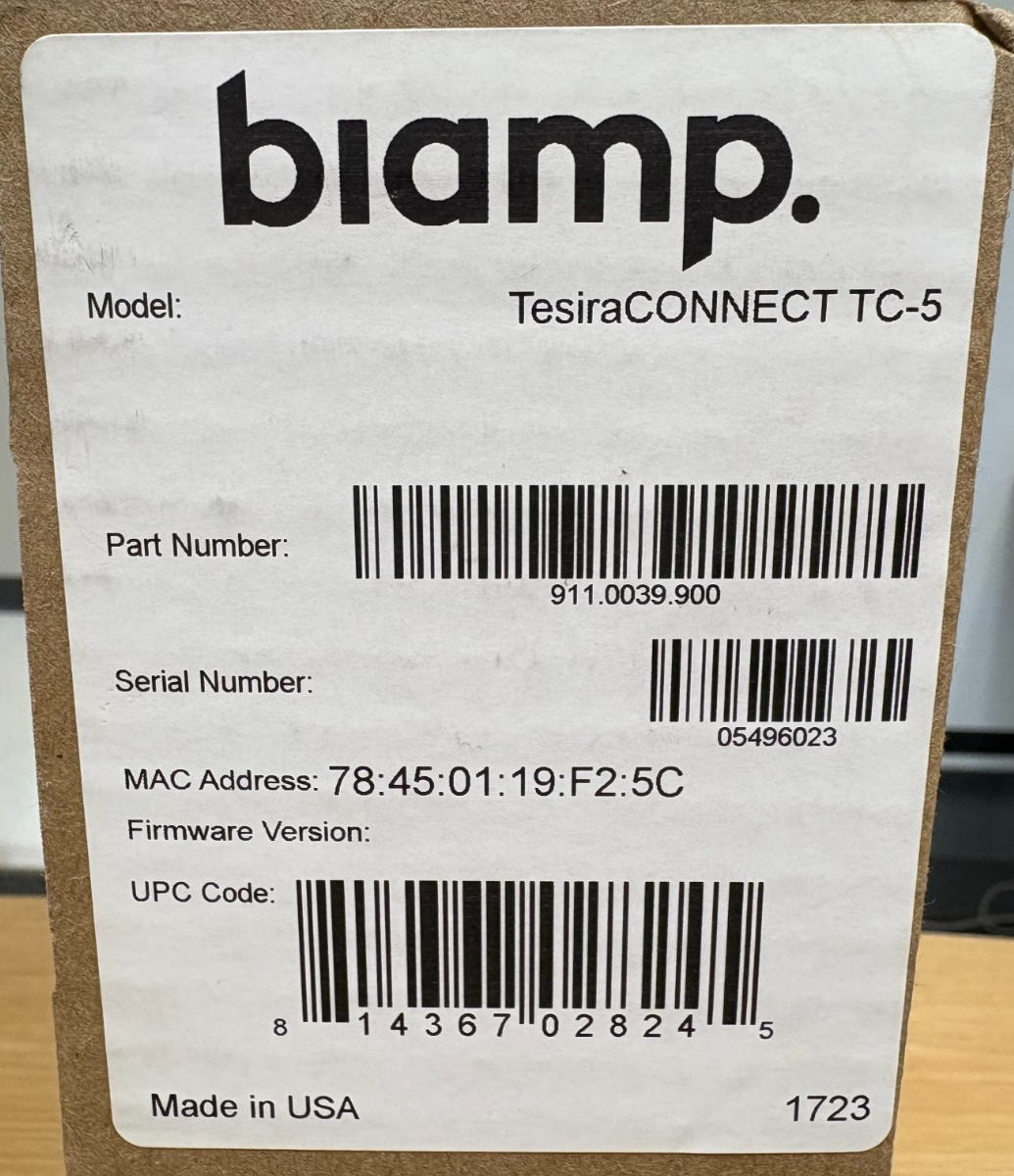 Biamp TesiraCONNECT TC-5 | 5-port expansion device (P/N: 911.0039.900 ...