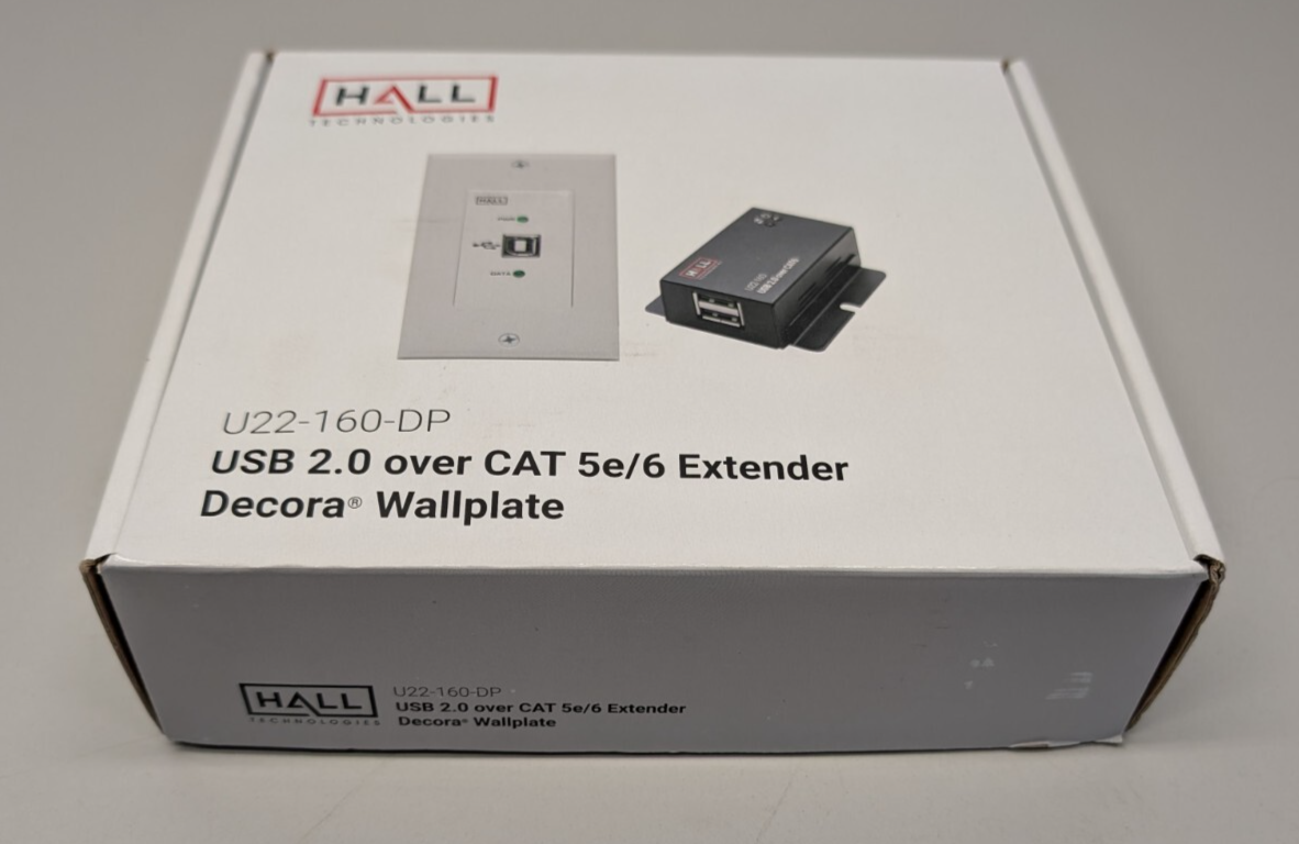 Hall Technologies U22-160-DP USB 2.0 CAT 5e/6 Extender Decora Wallplat ...