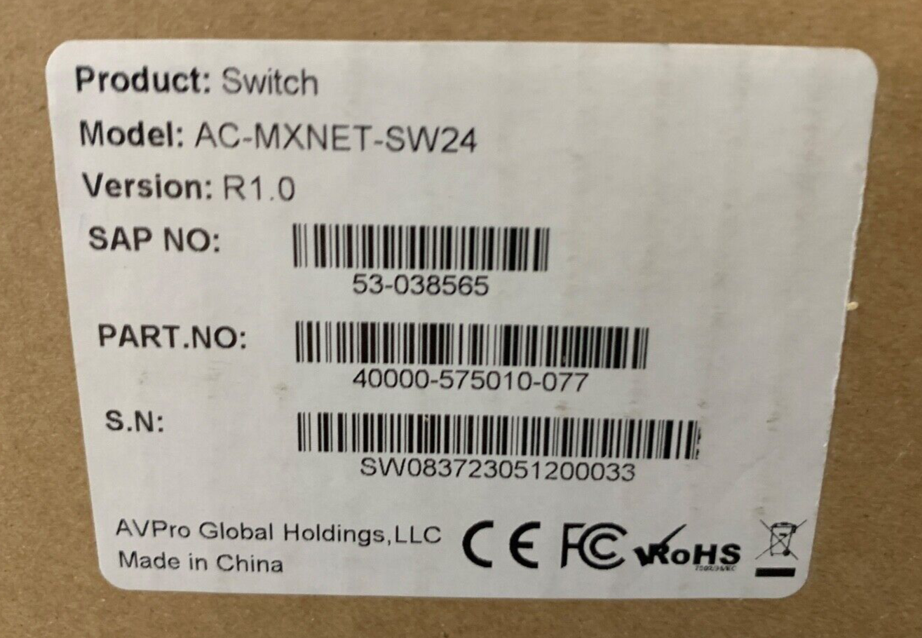 AVPro AC-MXNET-SW24 / 24 Port Gigabit PoE+ Compliant Network Switch w ...