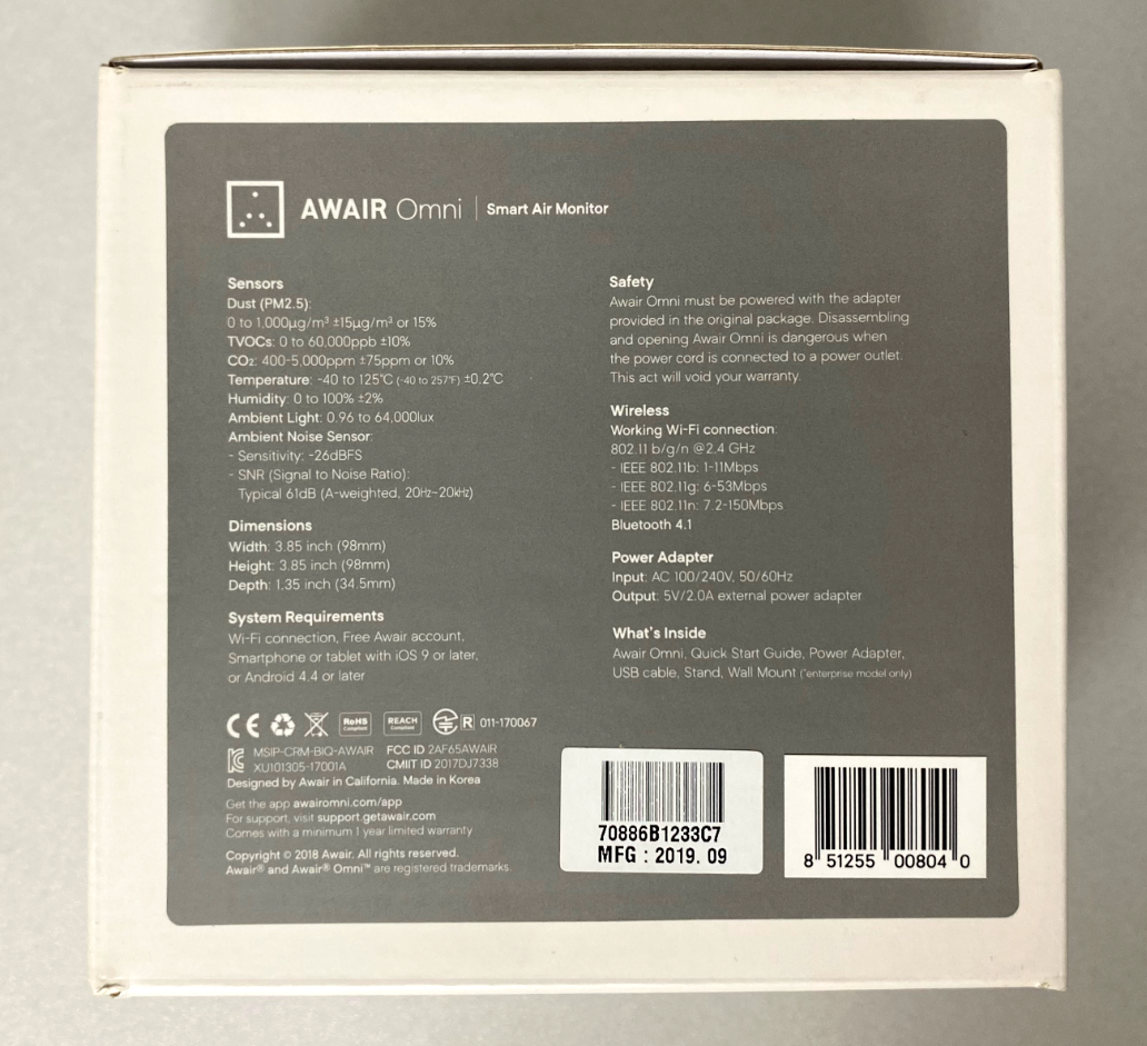 Awair Omni 1 Indoor Air Quality Monitor (AWAIROMNI1) – LPAV