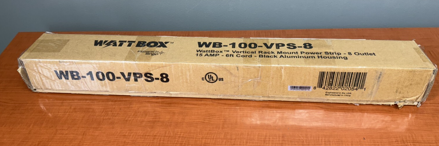 WattBox WB-100-VPS-8 Vertical Rack Mount Power Strip with Aluminum Hou ...