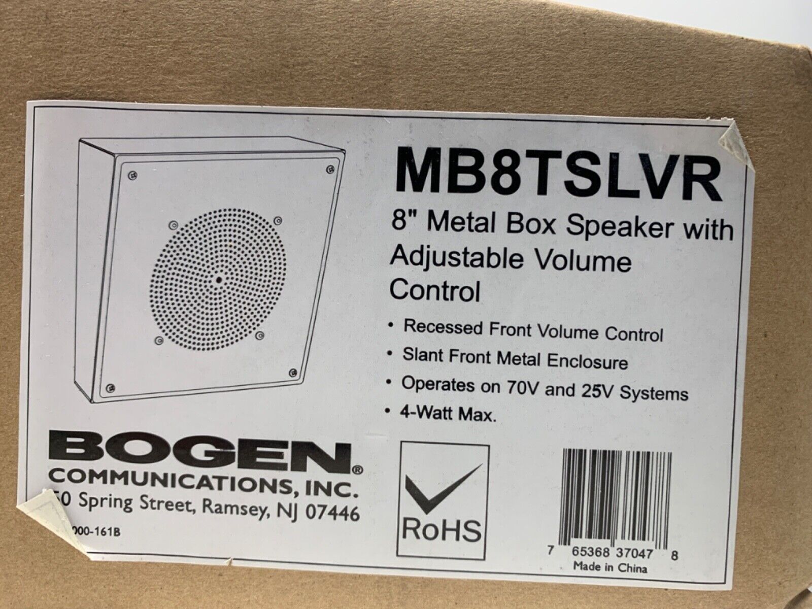 Bogen MB8TSLVR 8" Metal Angled Box Speaker with Recessed Volume Contro ...