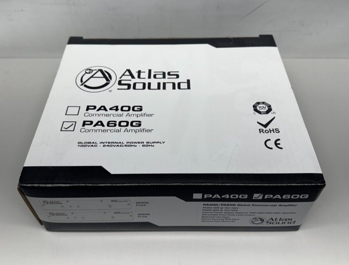 Atlas Sound PA60G 60W Single-Channel Power Amplifier with Global Power ...