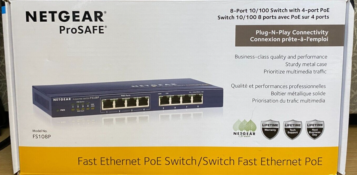 Netgear ProSafe Gigabit FS108P Fast Ethernet PoE Switch (8-Port) – LPAV