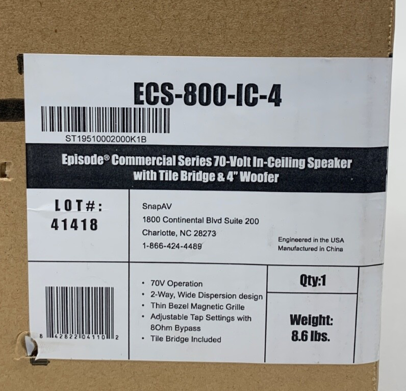 Episode ECS-800-IC-4 Commercial Series In-Ceiling Speaker (White) – LPAV