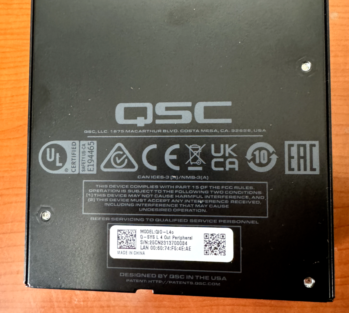 QSC Q-SYS QIO-L4o QIO Series Network Audio I/O Expander, 4 Line Output ...