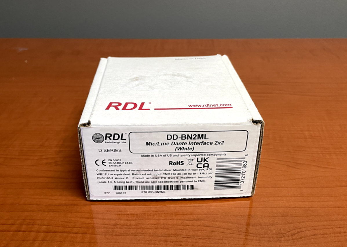 RDL DD-BN2ML Wall-Mounted Bi-Directional Mic/Line Dante Interface 2 x ...