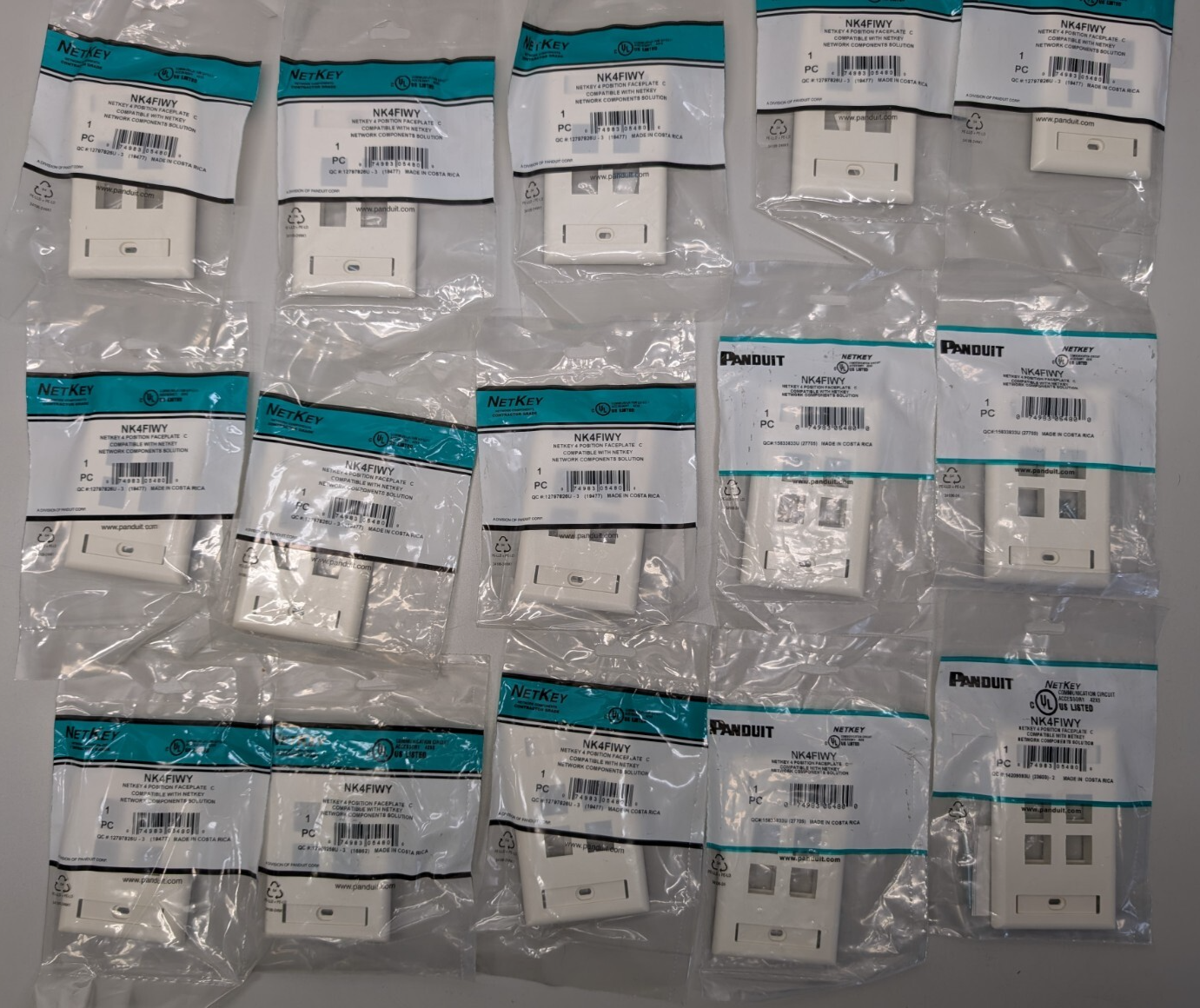 Panduit NK4FIWY NETKEY 4 Position Faceplate LOT OF 15 – LPAV