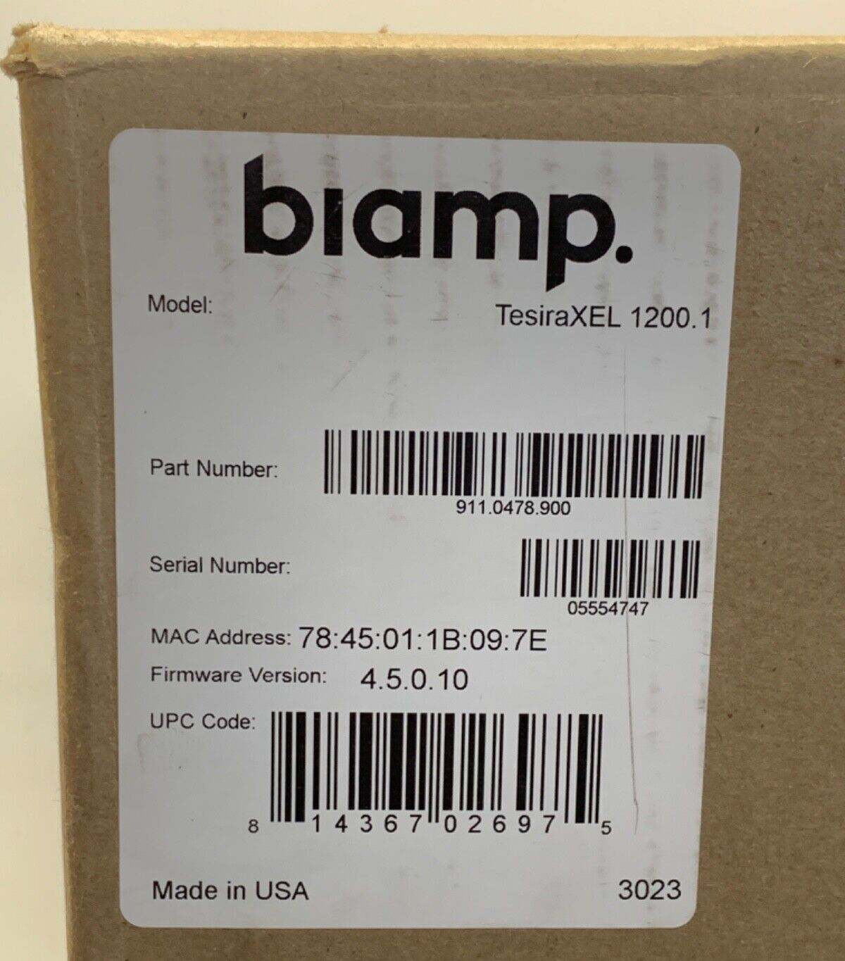 Biamp TesiraXEL 1200.1 / 4-CHANNEL, 1200W AMPLIFIER – LPAV