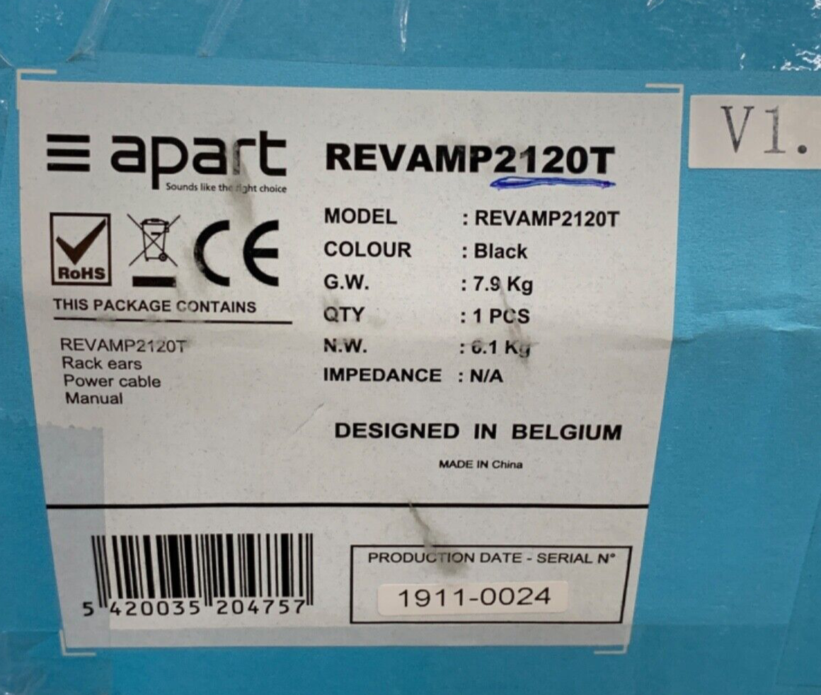 Apart REVAMP2120T / 2-Channel Class D Power Amplifier, 120W – LPAV