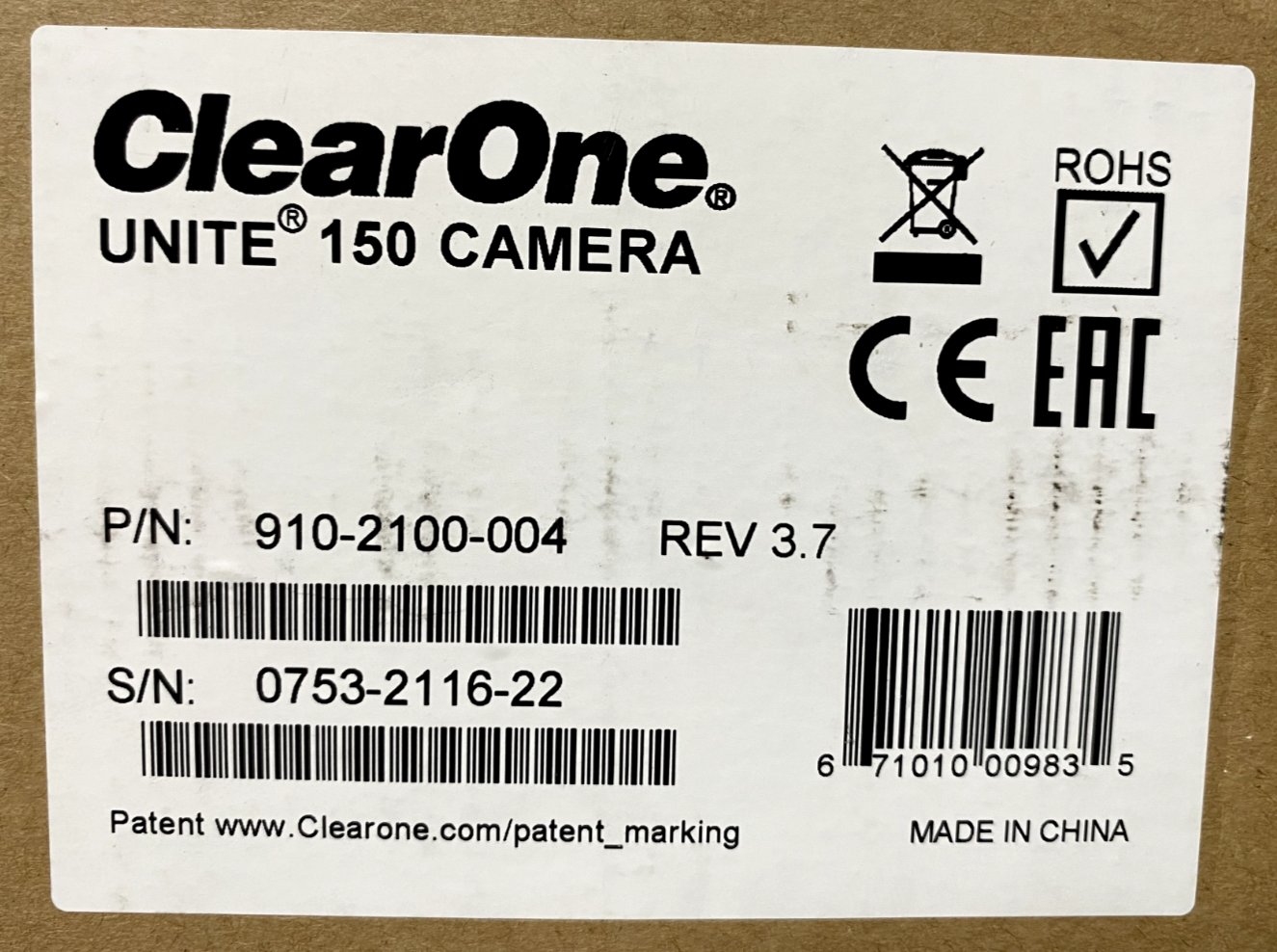 ClearOne UNITE 150 PTZ Conference Camera / 910-2100-004 – LPAV