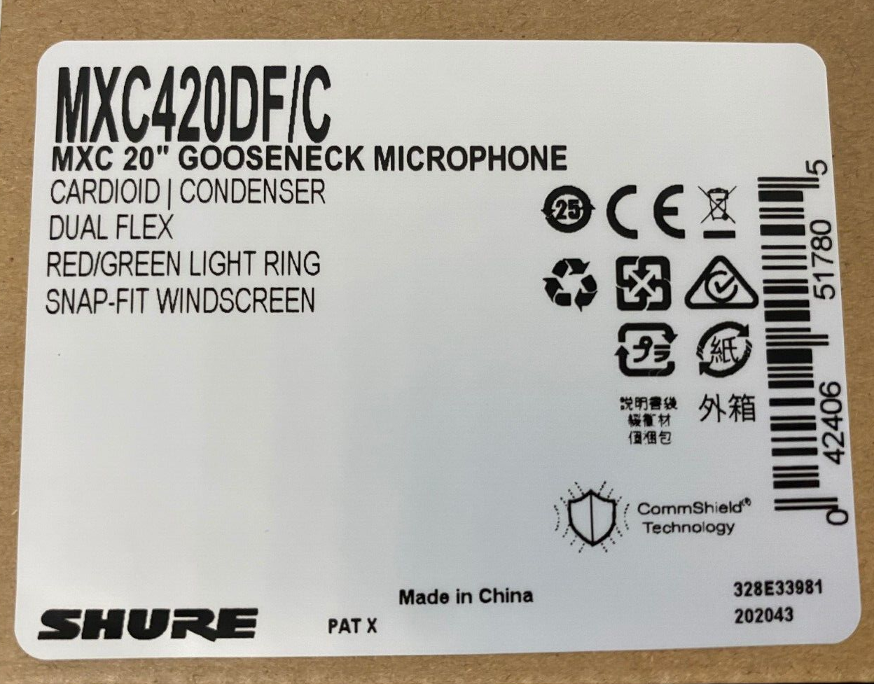 Shure MXC420D/F/C MXC 20" Gooseneck Microphone – LPAV