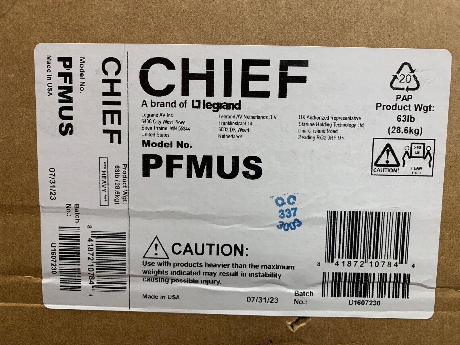 Chief PFMUS. Confidence Monitor Cart (Silver) – LPAV