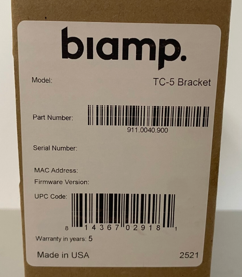 Biamp Tesira TC-5 CONNECT Bracket (P/N: 911.0040.900) – LPAV