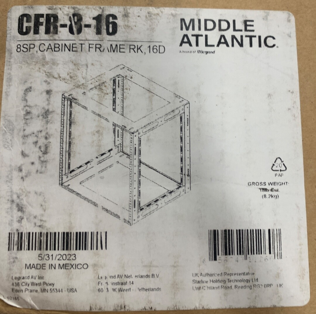 Middle Atlantic CFR-8-16 / Cabinet Frame Rack / 8 Space 16" Deep – LPAV