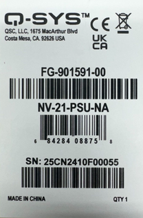 QSC NV-21-PSU-NA Q-SYS External Power Supply for NV-21-HU – LPAV