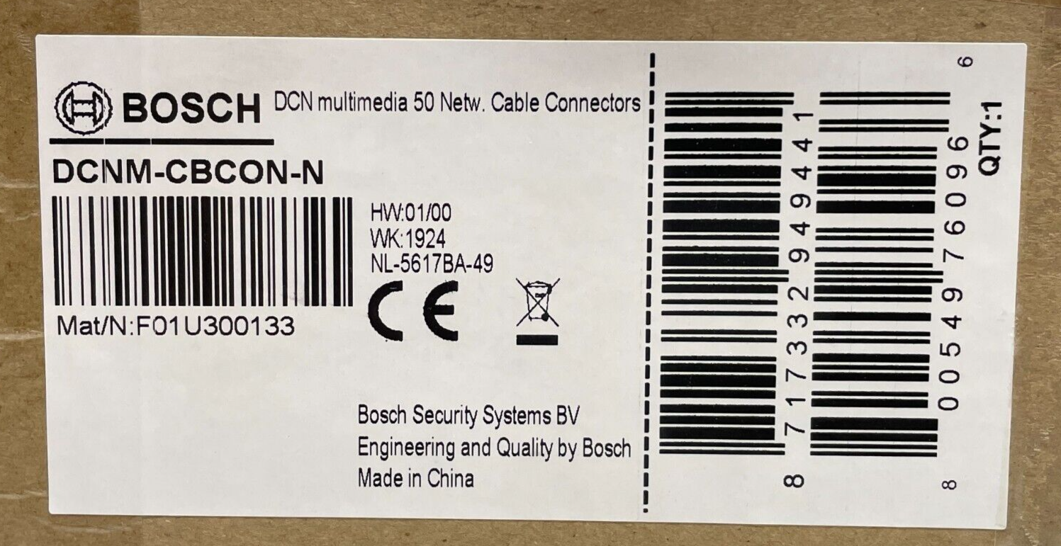 Bosch DCNM-CBCON-N System Connectors for Custom Length Cables - 50 Cou ...