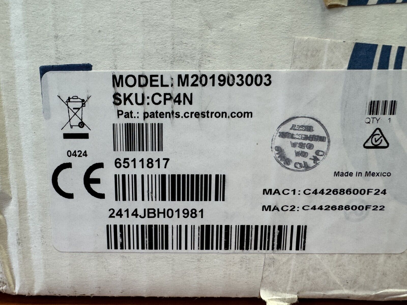 Crestron CP4N 4-Series Control System M201903003 6511817 New Open Box ...