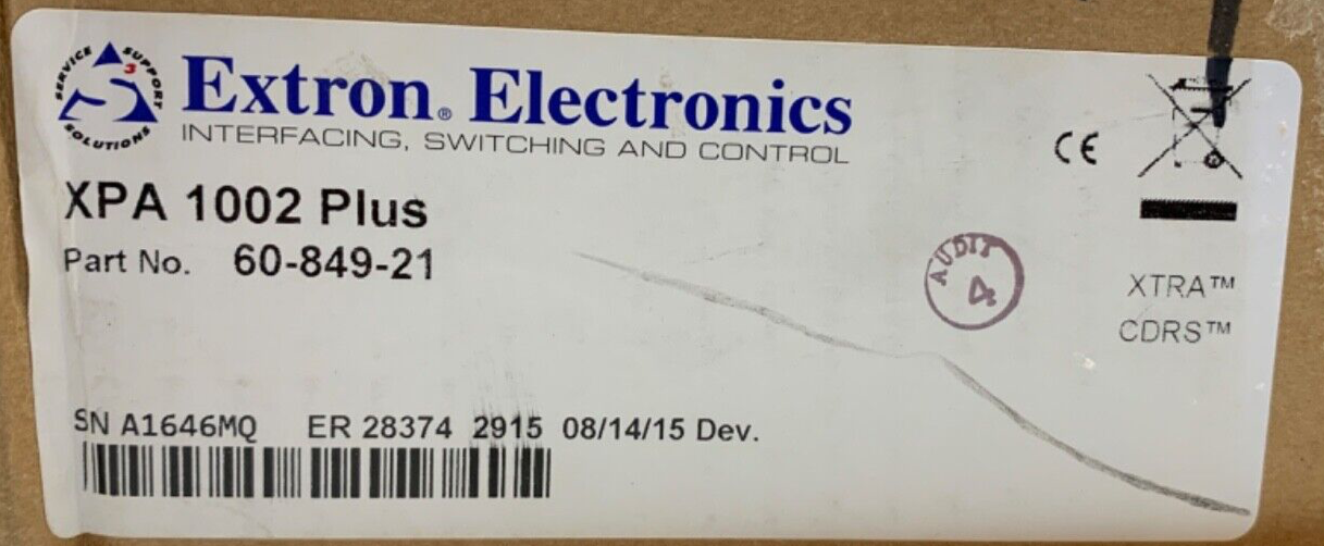 Extron XPA 1002 Plus / 100W Two Channel Low Impedance Amplifier (60-84 ...
