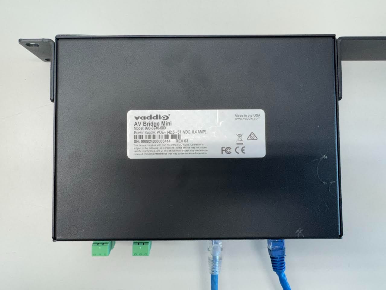 Vaddio AV Bridge Mini HD Audio/Video Encoder 998-8240-000 W/ Rack Brac ...