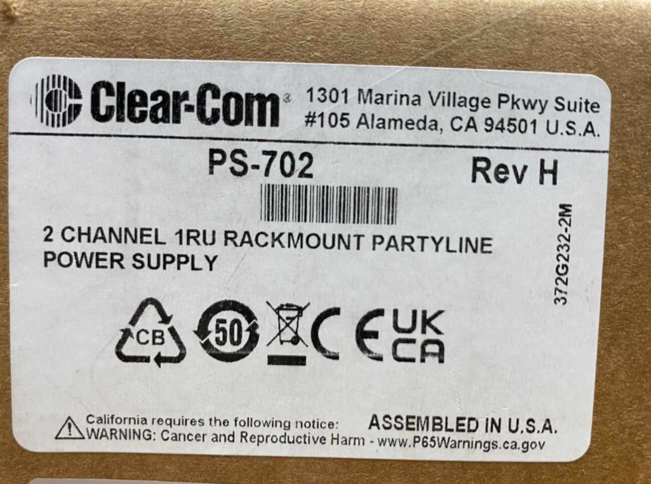 Clear-Com PS-702 2-Channel 1RU Rackmount Partyline Power Supply – LPAV