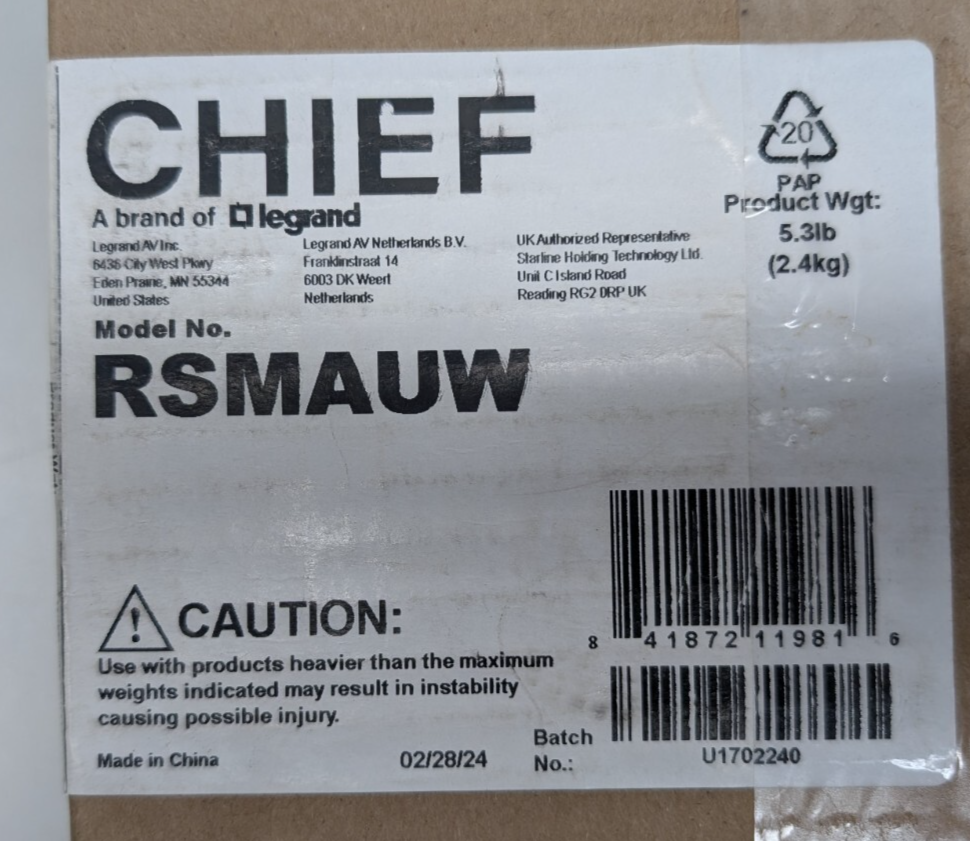 Chief RSMAUW Universal RPA Ceiling Projector Mount – LPAV