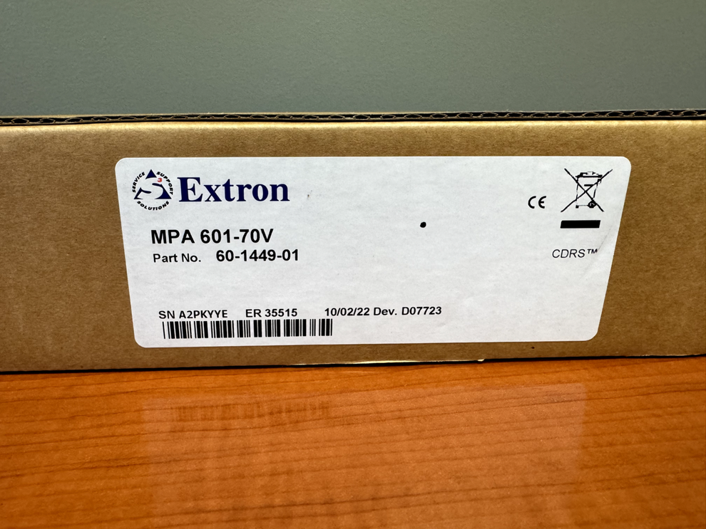 Extron MPA 601-70V Mono 70 V Amplifier - 60 Watts 60-1449-01 NEW – LPAV