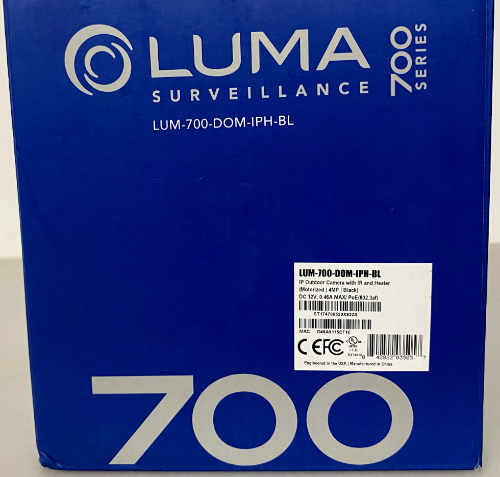 Luma Surveillance 700 Series LUM-700-DOM-IPH-BL IP Outdoor Camera w/ I ...