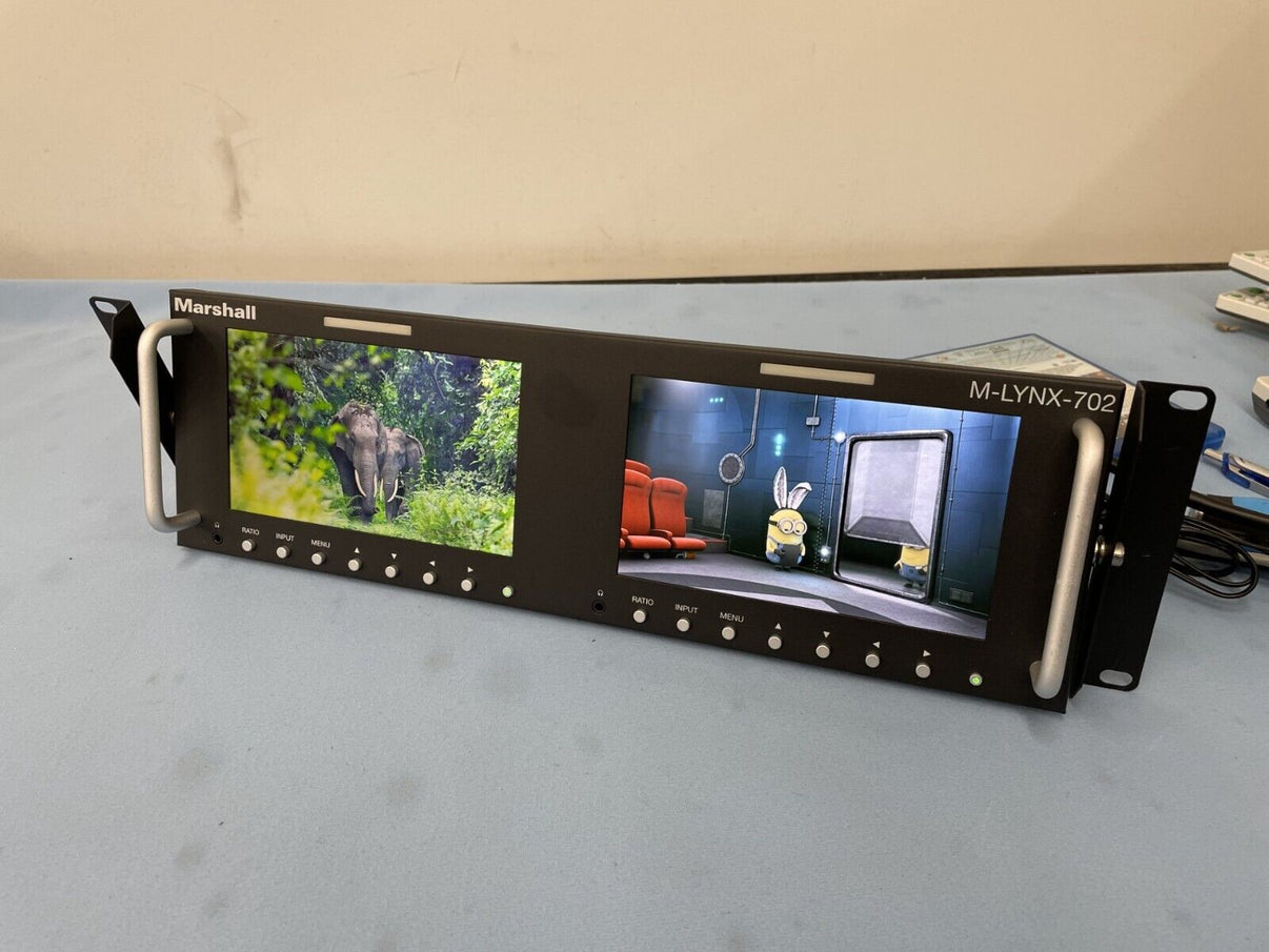 Marshall M-LYNX-702 Dual 7" Rackmount 3G SDI BNC HDMI Monitors & Power – LPAV
